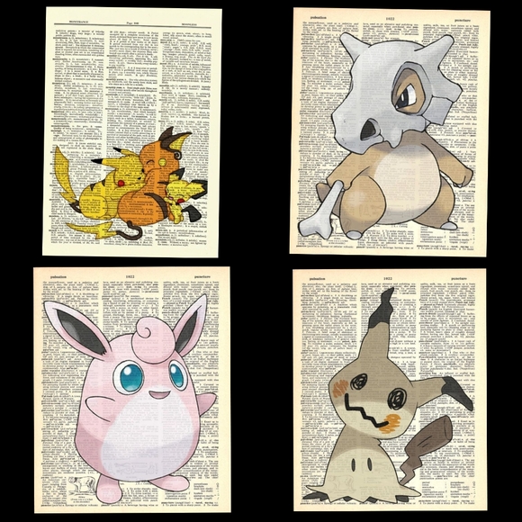 Other | Pokemon Dictionary Book Page Art Decor | Poshmark